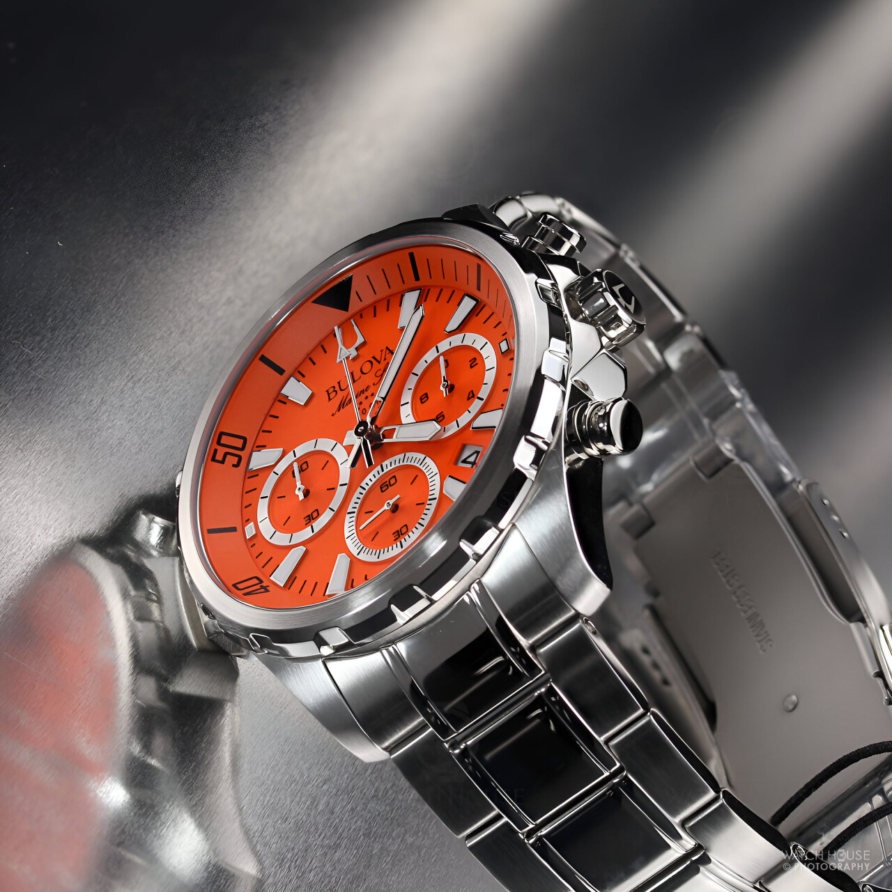 Bulova Marine Star Chrono 96B395 in Aerospace-Orange