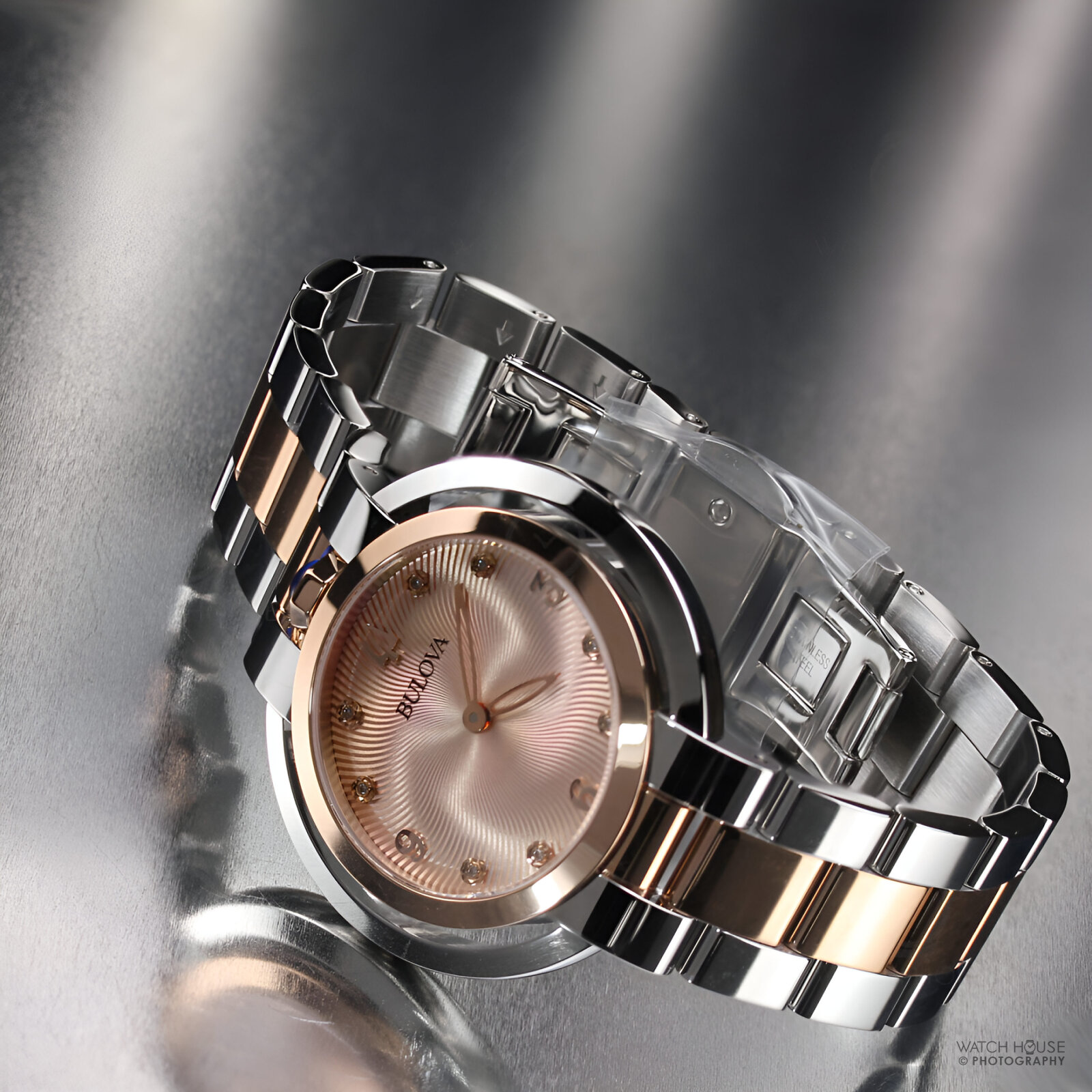 Bulova Rubaiyat 98P174 rose with diamonds and cabochon