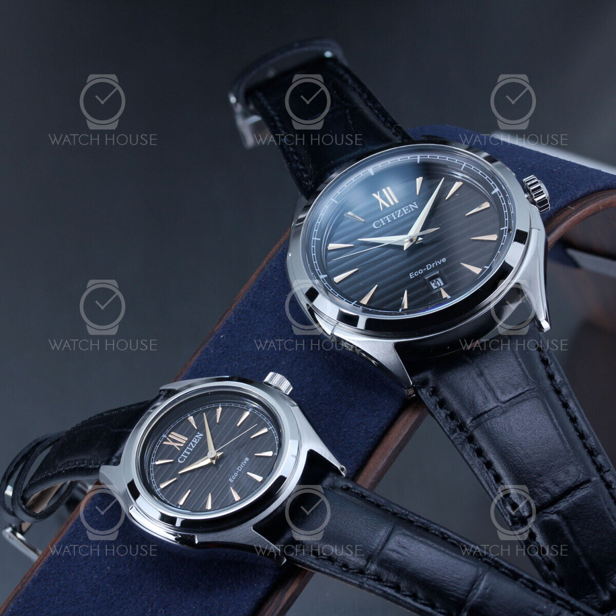 Citizen Couple Watches PSC019 Eco Drive Leather/Black