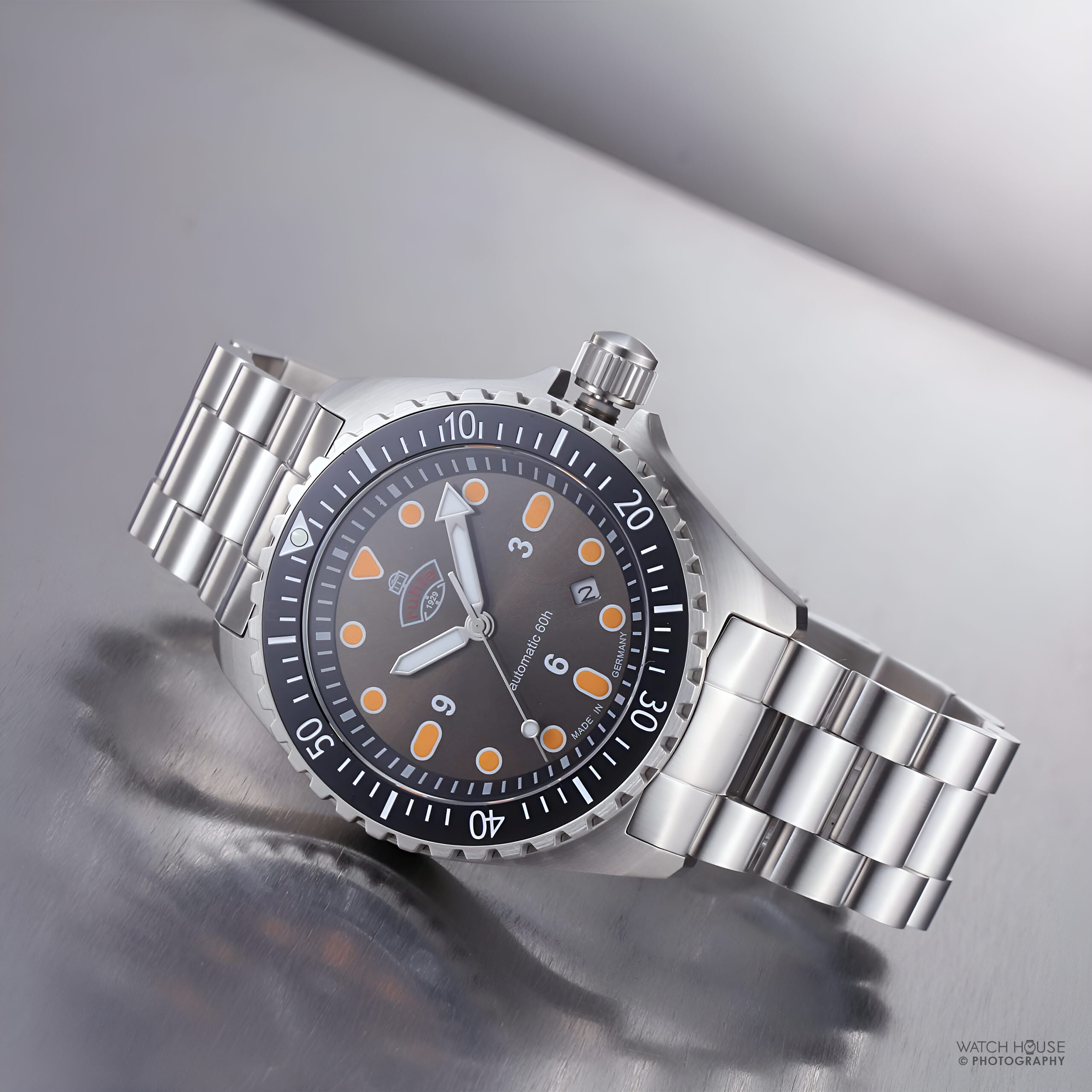 Ruhla 1929 DIVER Set - 4960M-1 Minentaucher Automatic Watch | Orange-L