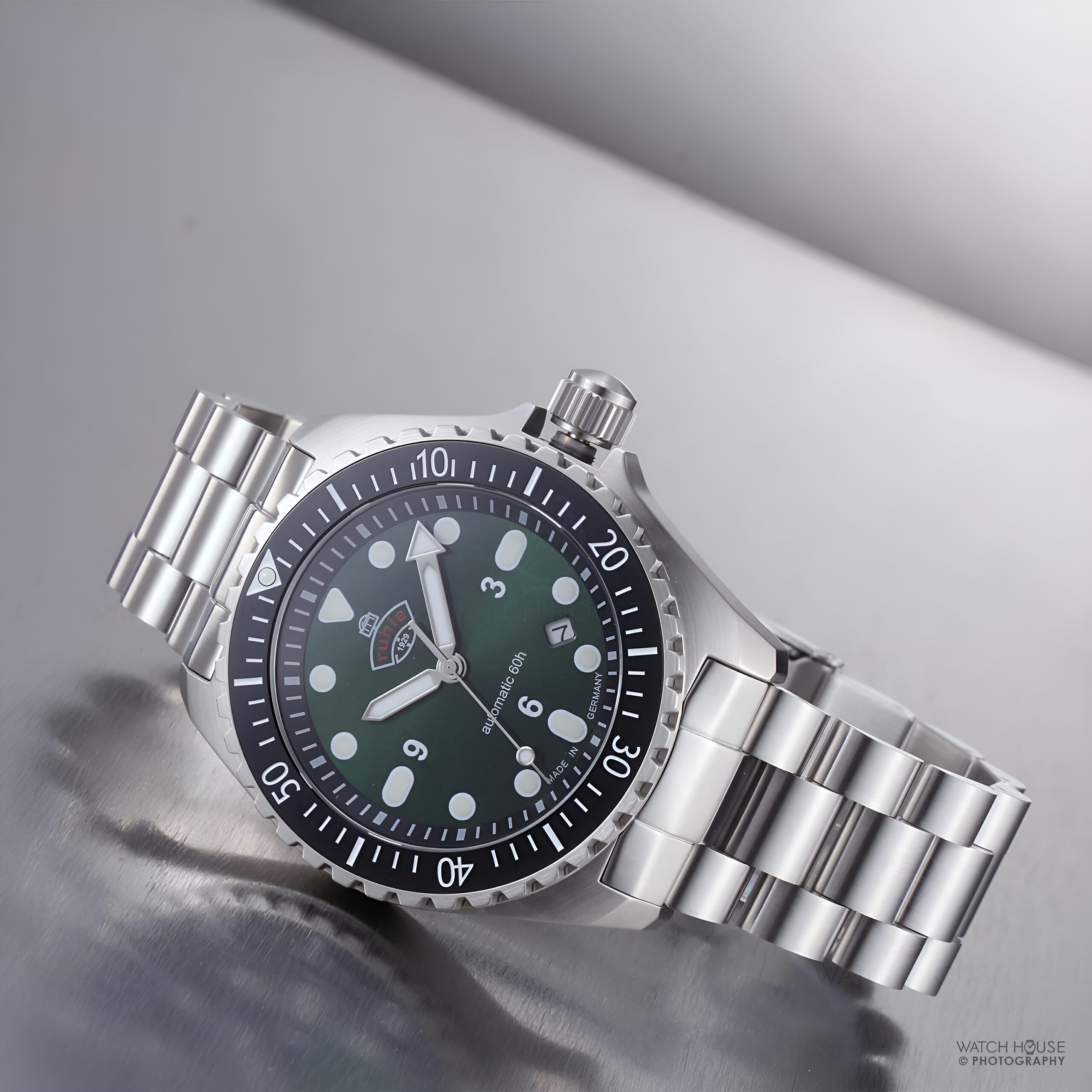 Ruhla 1929 DIVER Set - 4960M-4 Minentaucher Automatic Watch Green