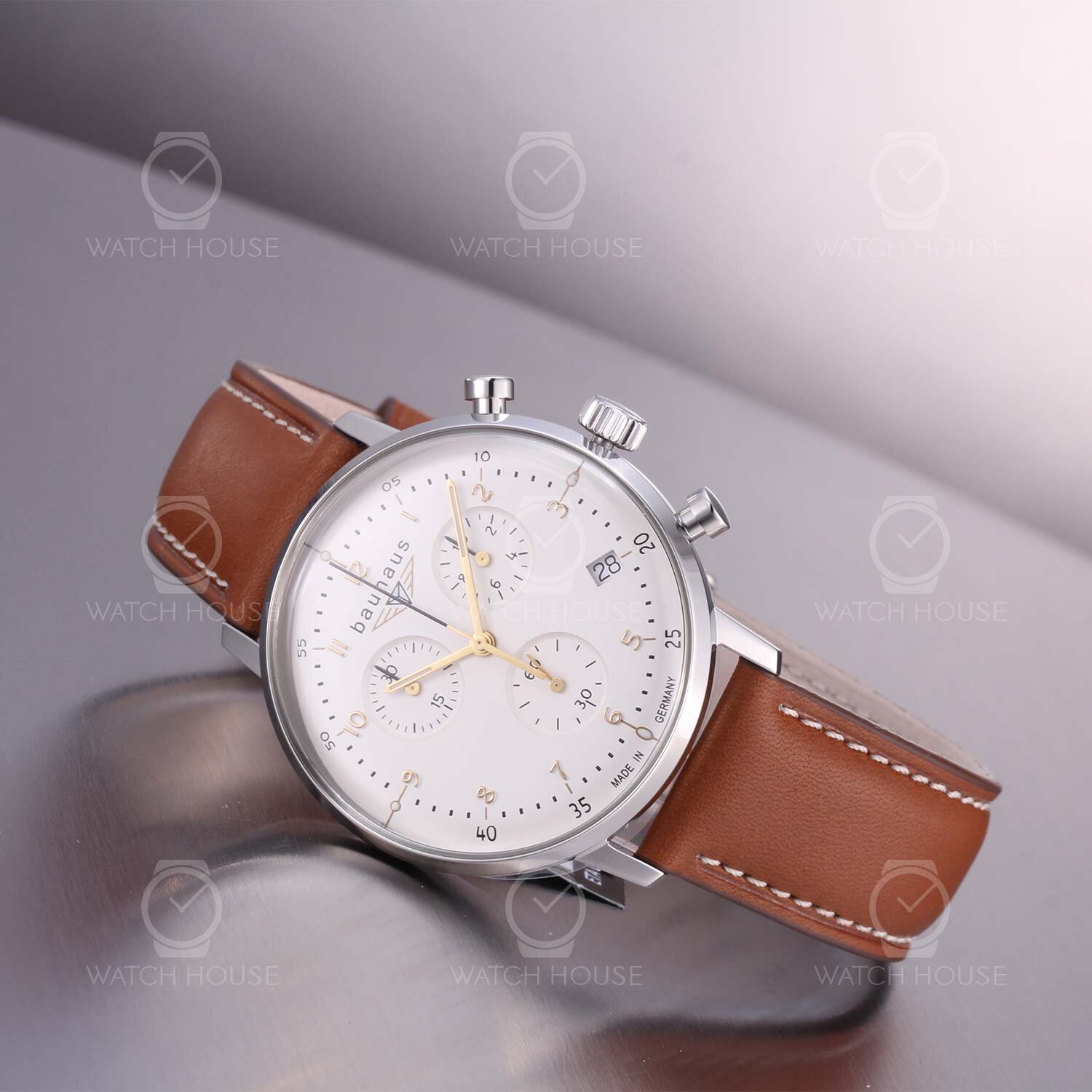 Bauhaus 2096-1 ETA Herren Chronograph in Weiß